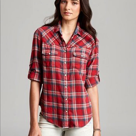 JACHS Girlfriend | Tops | Jachs Girlfriend Bea Light Flannel Plaid ...